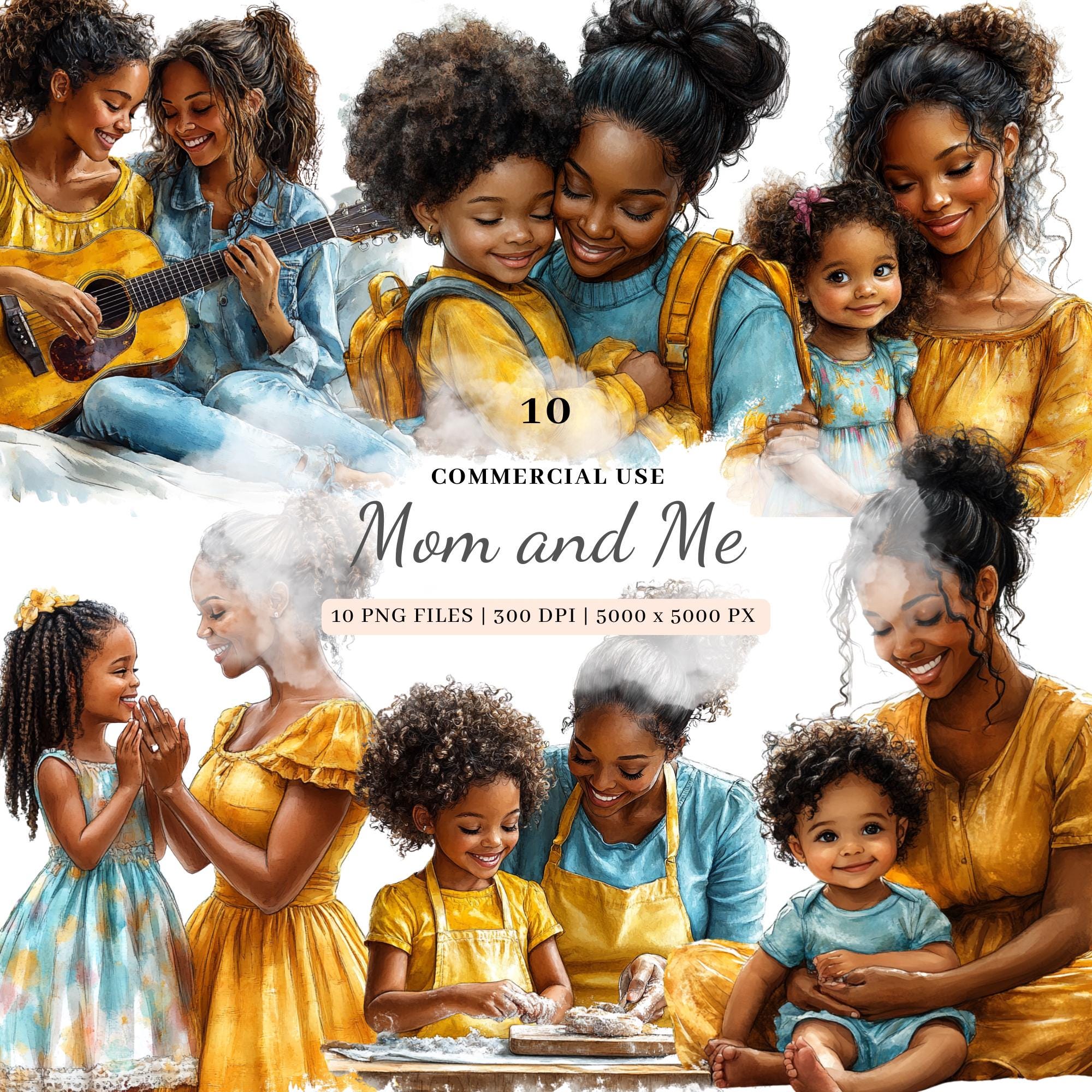 Clipart PNG Clipart Bundle Watercolor Mother's Day Clipart Mom and Me ...