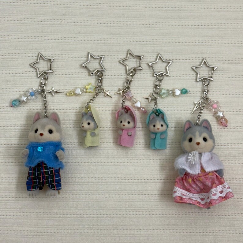 Calico Critter Keychain Husky Family Keychain Cute Keychain Kawaii ...