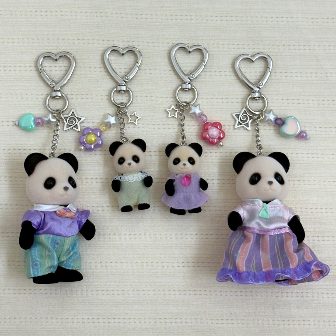 Calico Critter Keychain | Pookie Panda Family Keychain | Cute Keychain ...