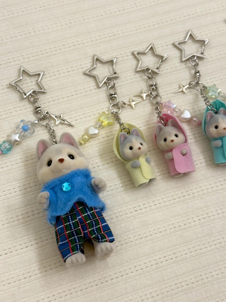 Calico Critter Keychain Husky Family Keychain Cute Keychain Kawaii ...
