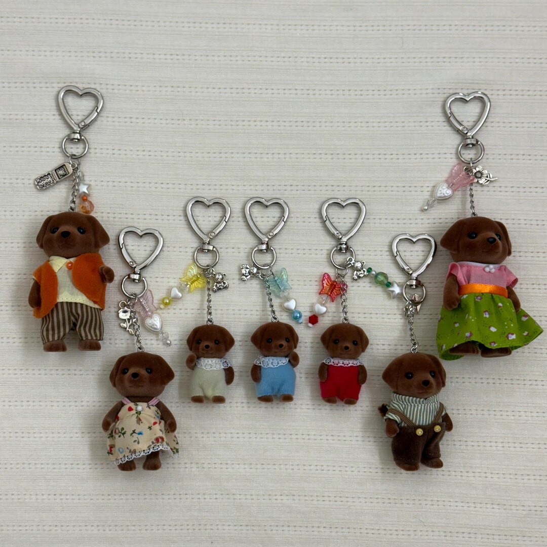 Calico Critter Keychain | Chocolate Labrador Family Keychain | Cute ...