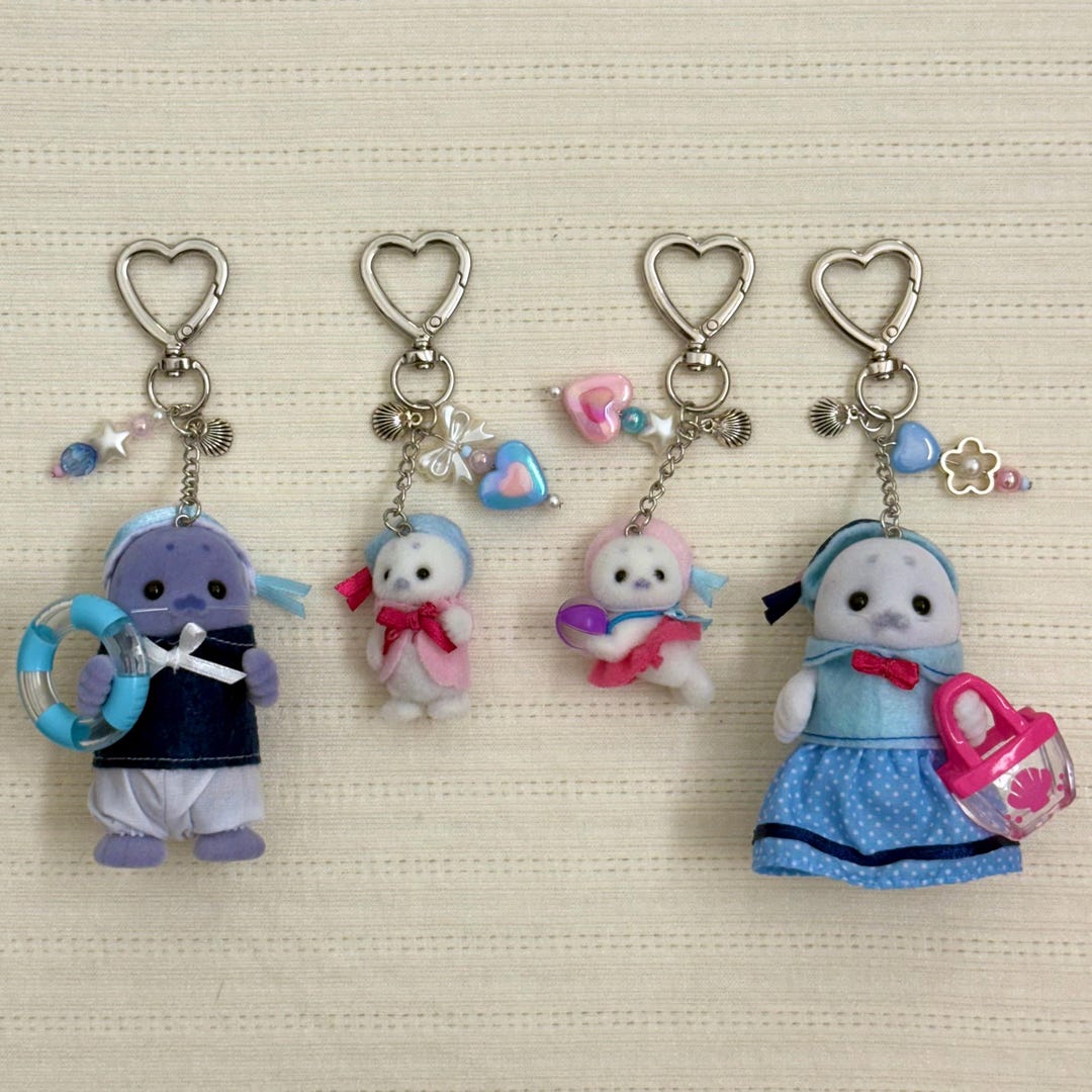 Calico Critter Keychain | Seal Family Keychain | Cute Keychain | Kawaii ...