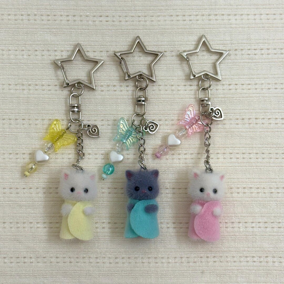 Calico Critter Keychain | Persian Cat Triplets Keychain | Cute Keychain ...