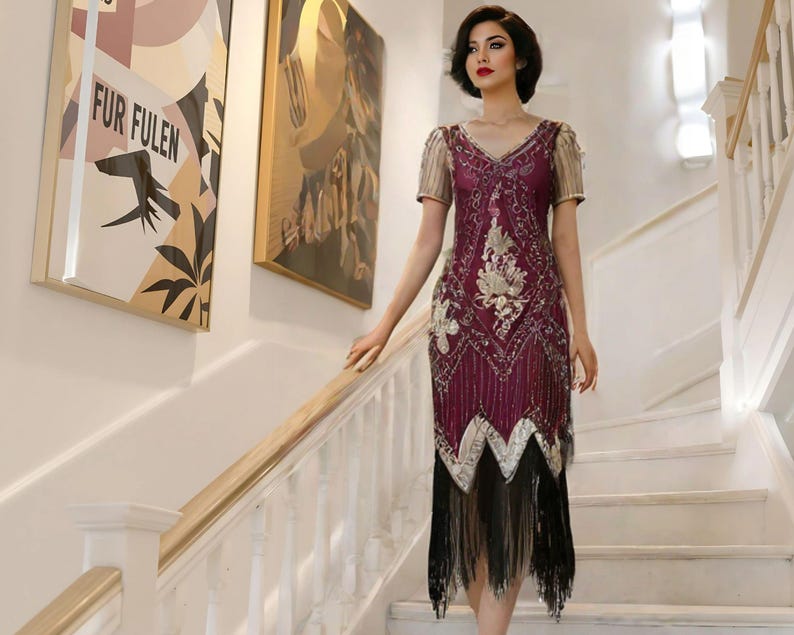 1920s Sequin Fringe Flapper Dress: Vintage Gatsby Party Costume - Etsy