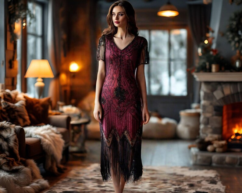 1920s Sequin Fringe Flapper Dress: Vintage Gatsby Party Costume - Etsy