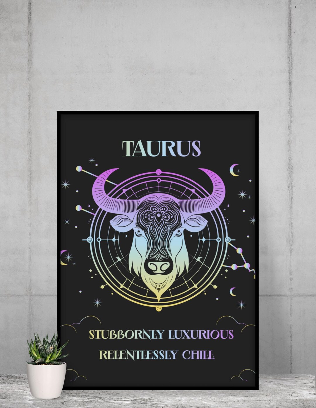 Taurus Zodiac Sign Poster, Astrology Wall Art, Horoscope Decor, Zodiac ...