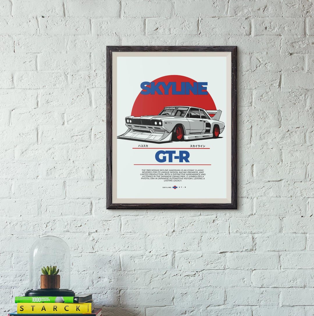 Skyline GT-R Poster, Nissan Skyline, 1969, Hakosuka,jdm, Car Wall Art ...