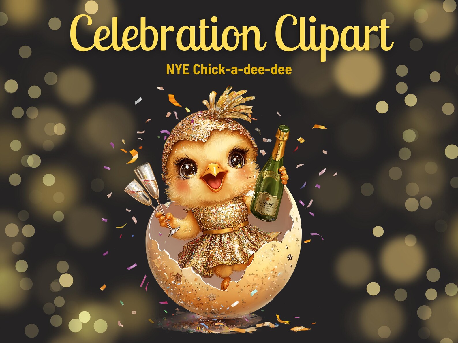 New Year's Eve Clipart, Chick-a-dee-dee, Chicken, Flapper Dress ...