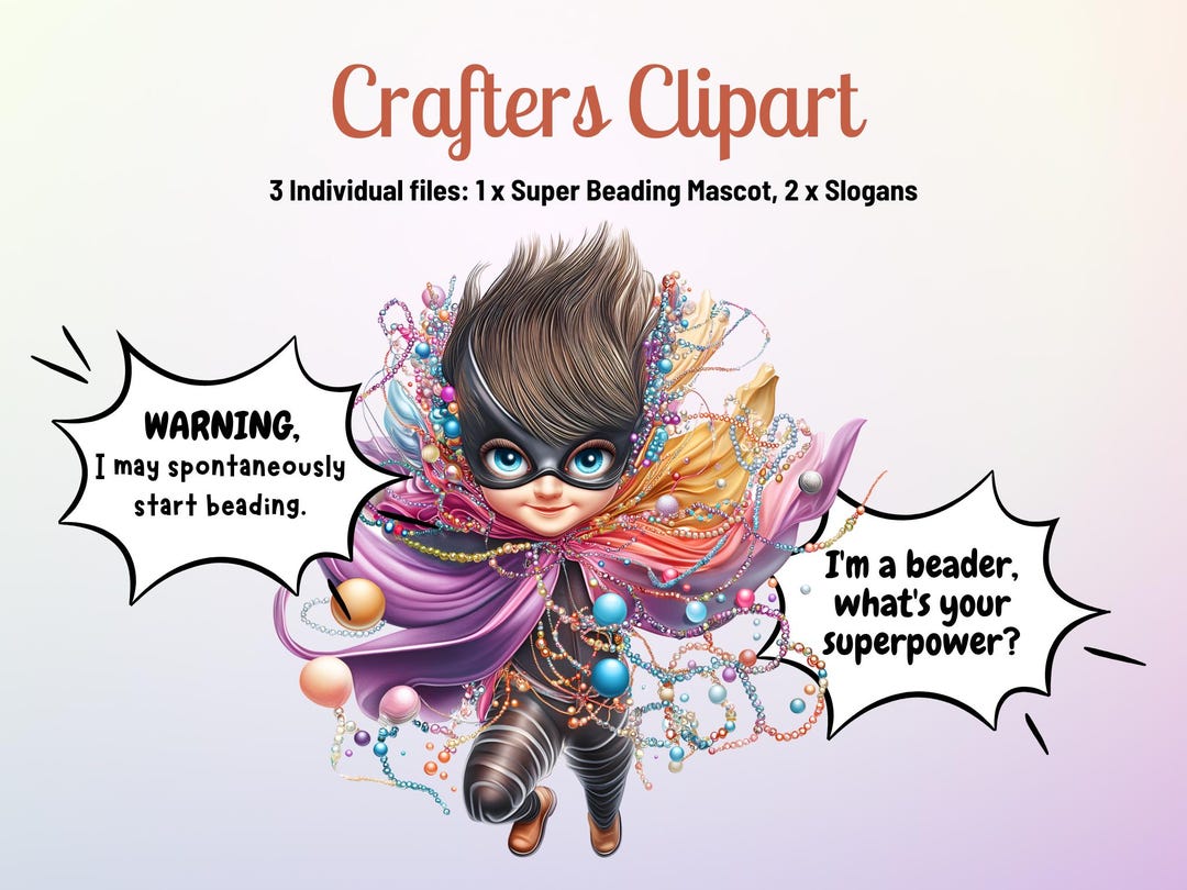 Beading Mascot Clipart: Fun Slogans for Crafters (digital Download ...