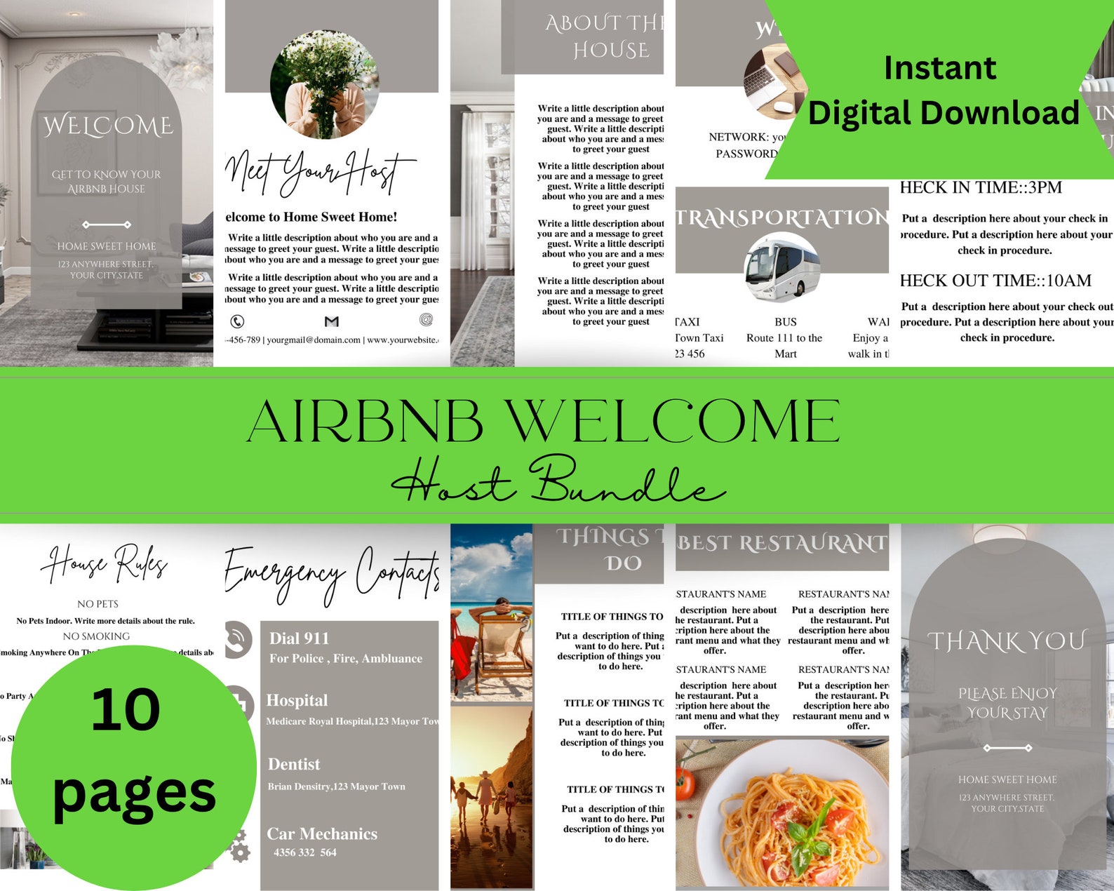 Airbnb Host Bundle Template 10 Page Printable Airbnb Template Welcome ...