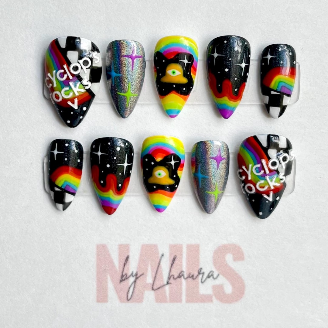 Custom Artist-inspired Press on Nails | Subtronics | EDM Festival Nails ...