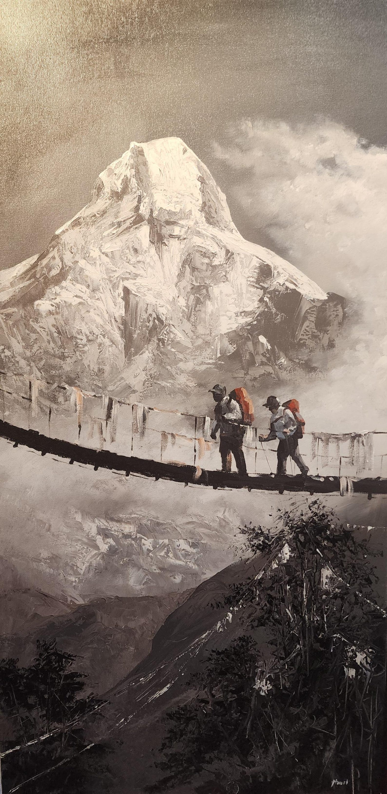 Ama Dablam Himalaya Mountains Authentic Painting Vertical Wall Art - Etsy