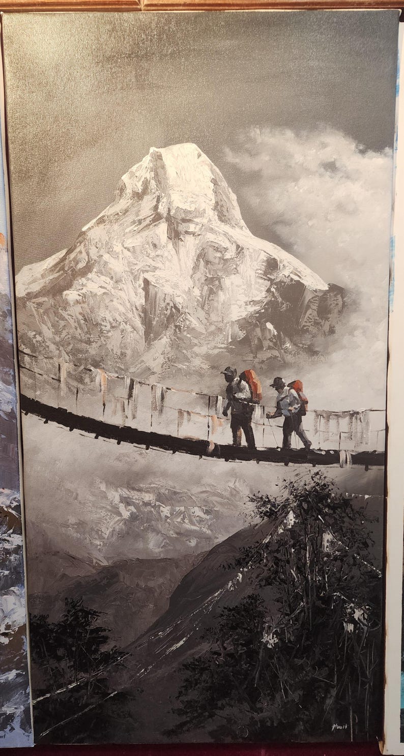 Ama Dablam Himalaya Mountains Authentic Painting Vertical Wall Art - Etsy