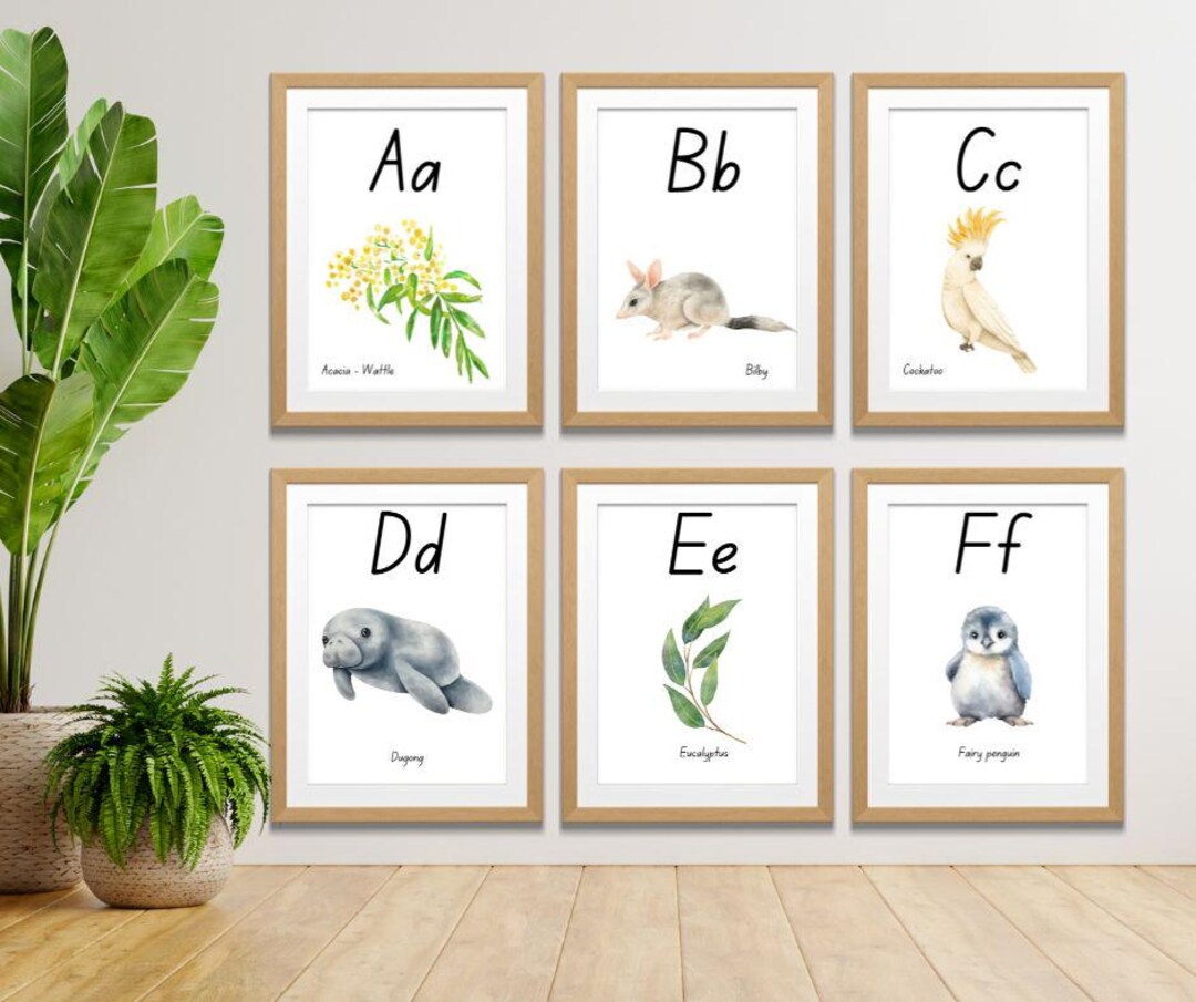 Australian Animals and Plants Alphabet Poster, Nursery Print ...