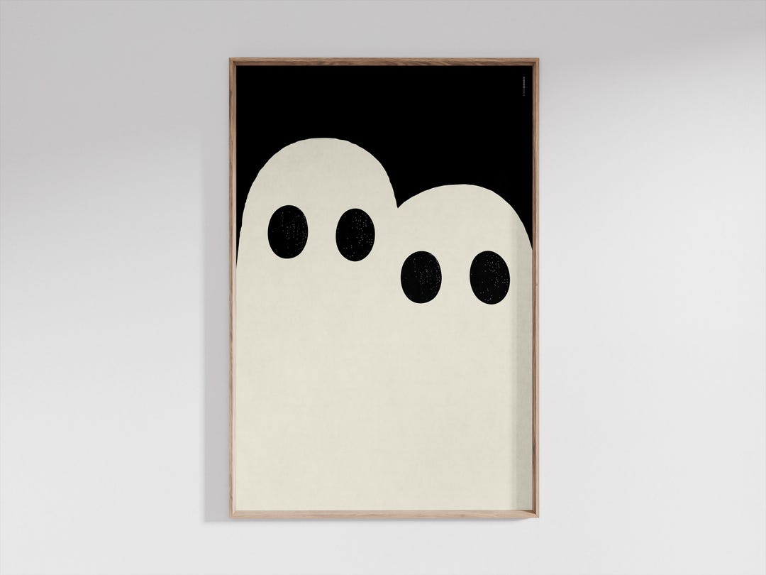 Ghost Pair Printable Wall Art – Minimalist Halloween Digital Download ...