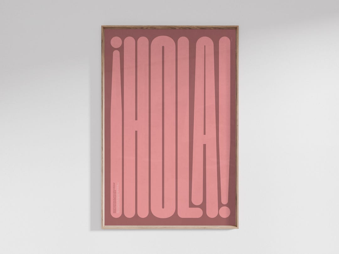 Hola Spanish Typography Art Print: Rose Monochrome Modern Wall Decor - Etsy