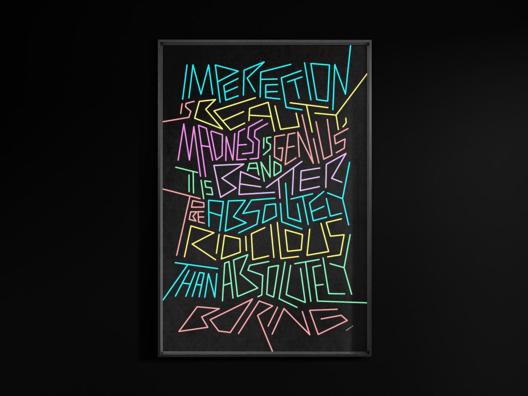 Geometric Typography Poster: Imperfection is Beauty - Modern Line Art ...