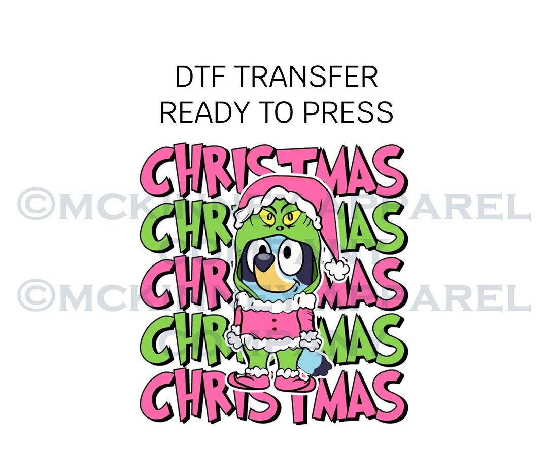 CHRISTMAS12 - Dog Bluey Grinch DTF Transfer - Etsy