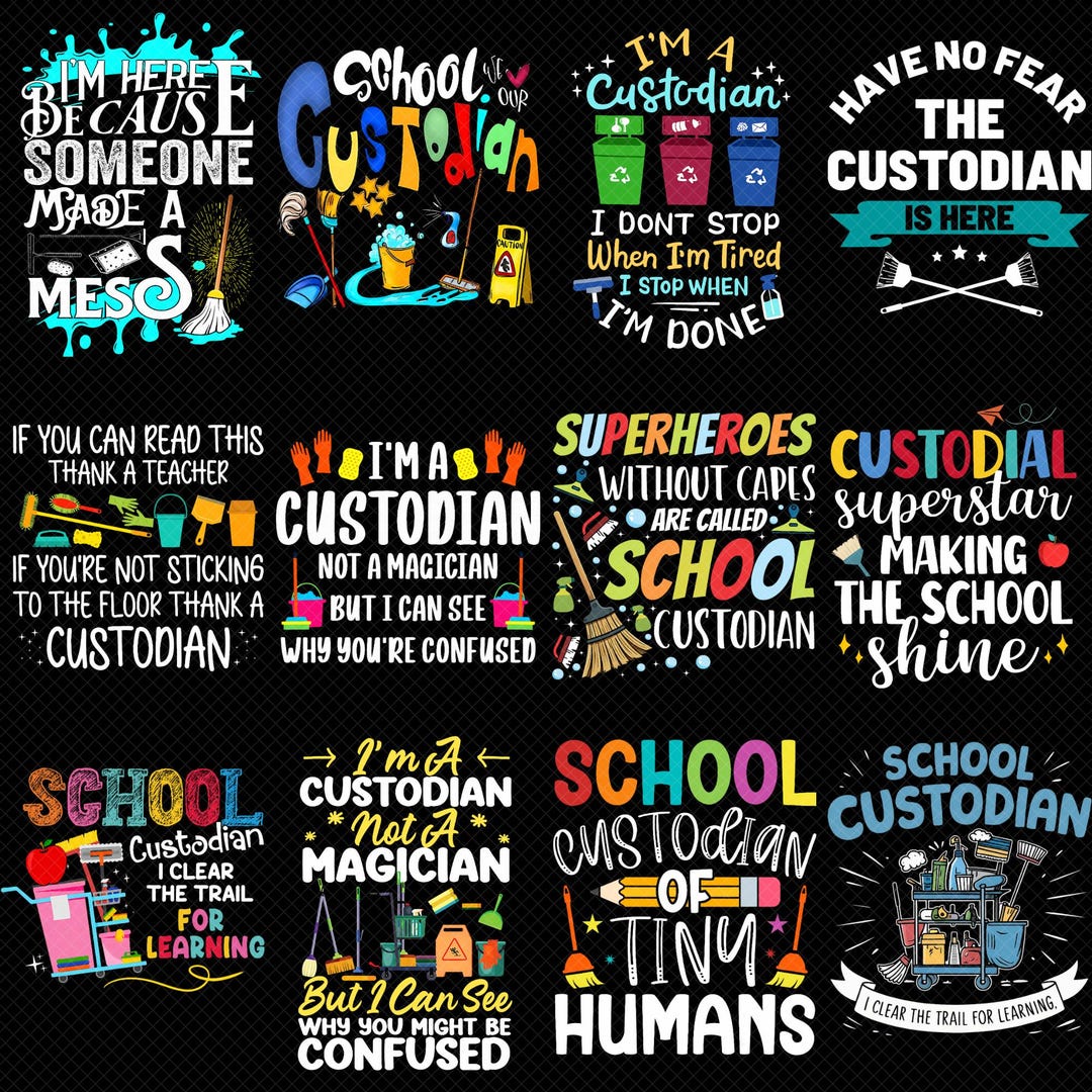 School Custodian PNG Bundle, Custodial Superstar Making the School ...