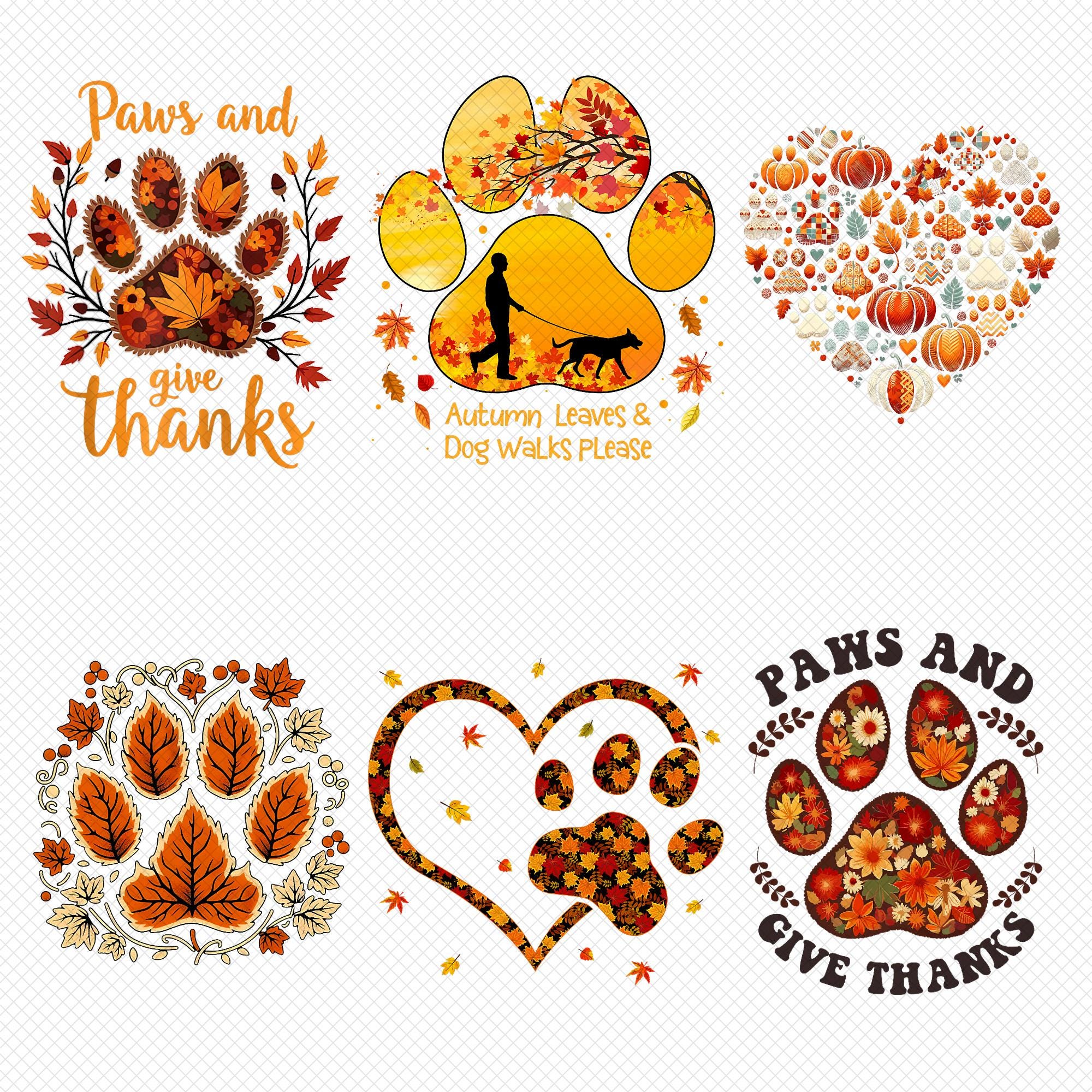 Retro Paws and Give Thanks Png, Dog Mom Thanksgiving Png, Dog Paw Print ...