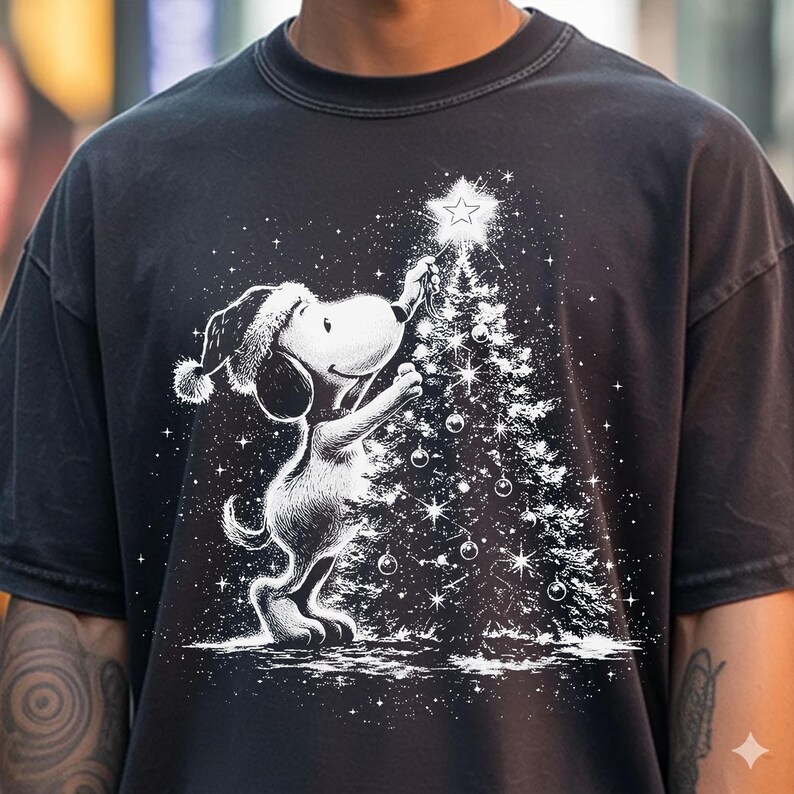 Vintage Christmas Snoop and Tree PNG, Peanuts Holiday Clipart (digital ...