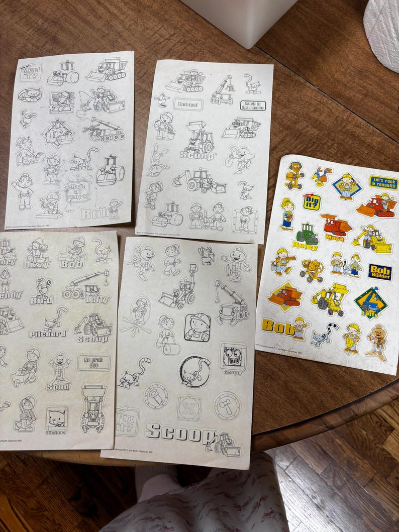 Vintage 5 Sheets of Bob the Builder Stickers Scrapbooking, Junk ...