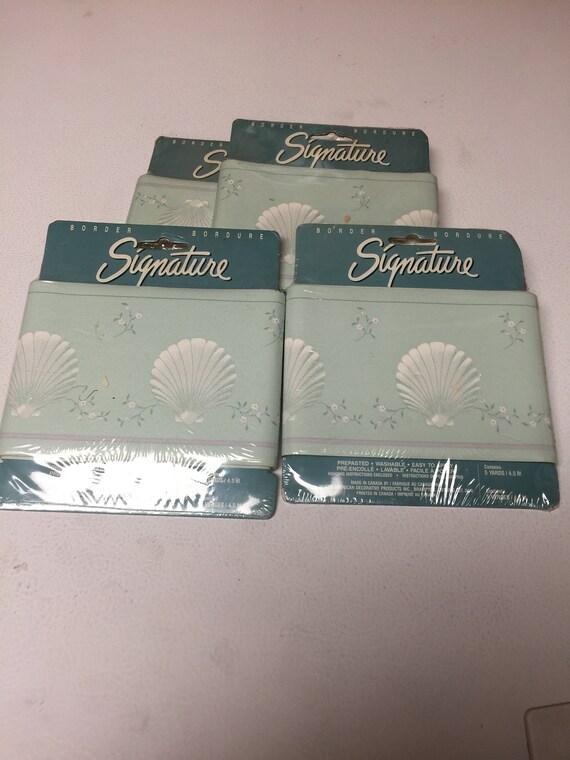 Signature Aqua Blue Sea Shell Wallpaper Border 5 Yards New | Etsy