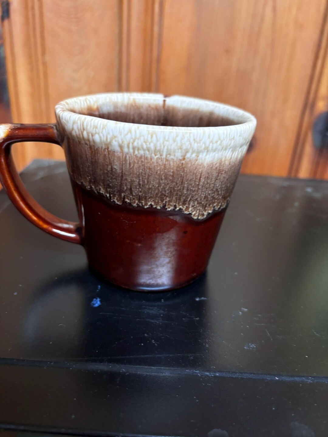 Mccoy Brown Drip Glaze Diner Style Coffee Mugs Cups Sloped Sides ...
