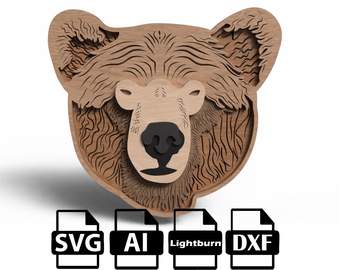 Bear Laser Cut File Bear Layered Art Outdoors Laser File Animal Laser ...
