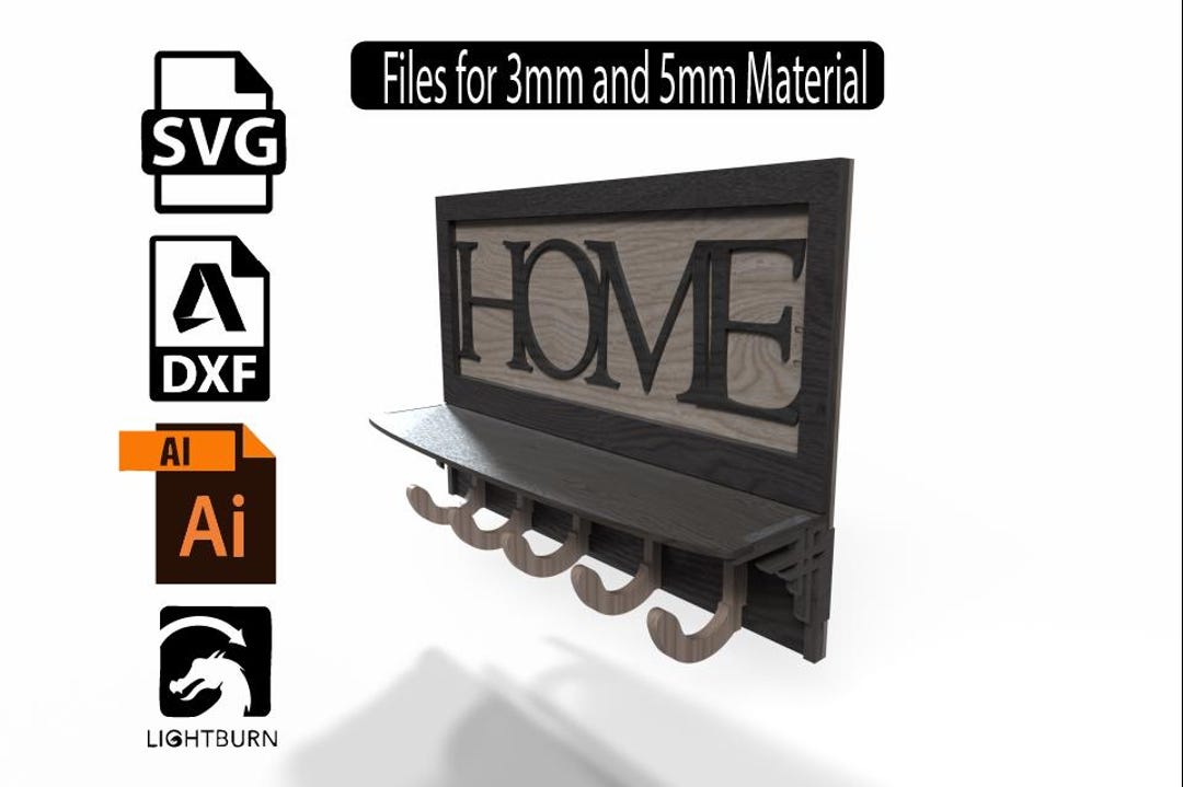 Laser Cut Key Rack Svg Files, Key Holder Files, Files for Wood Laser ...