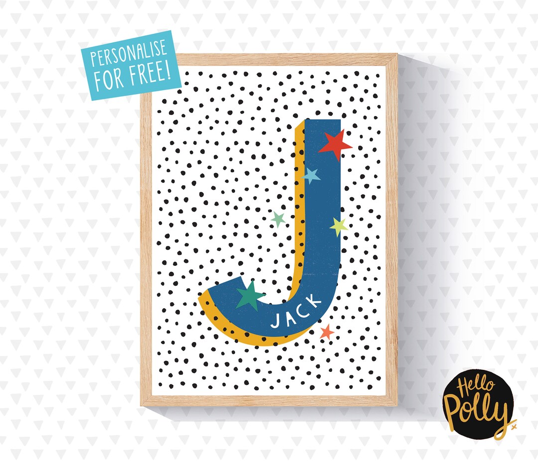 Personalised Letter and Name Print, Bright, Colourful, Nursery, Kid's ...