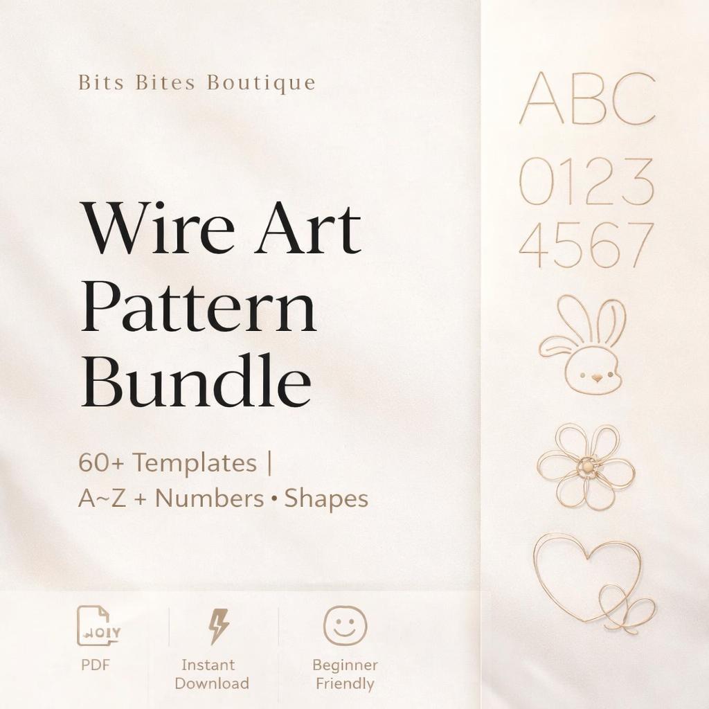 Wire Art Template Bundle 60 Patterns PDF,A-Z Alphabet & Numbers ...