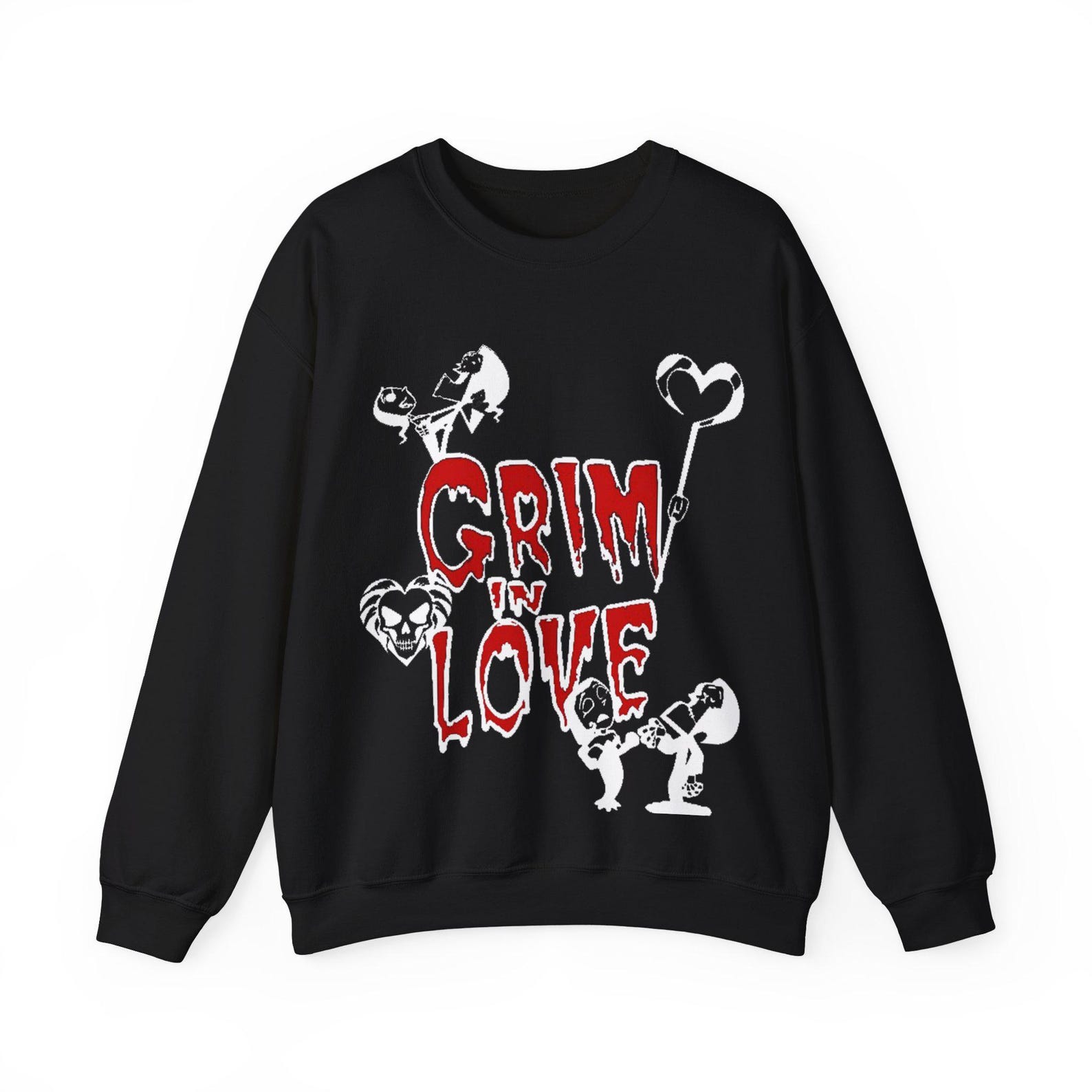 GRIM in Love Black, Gothic Unisex Crewneck Jumper, Dark Romance ...