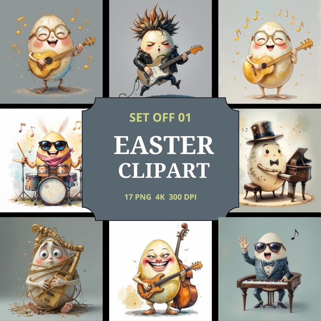 Music Watercolor Easter Egg Clipart - Instruments Clipart - Guitar ...