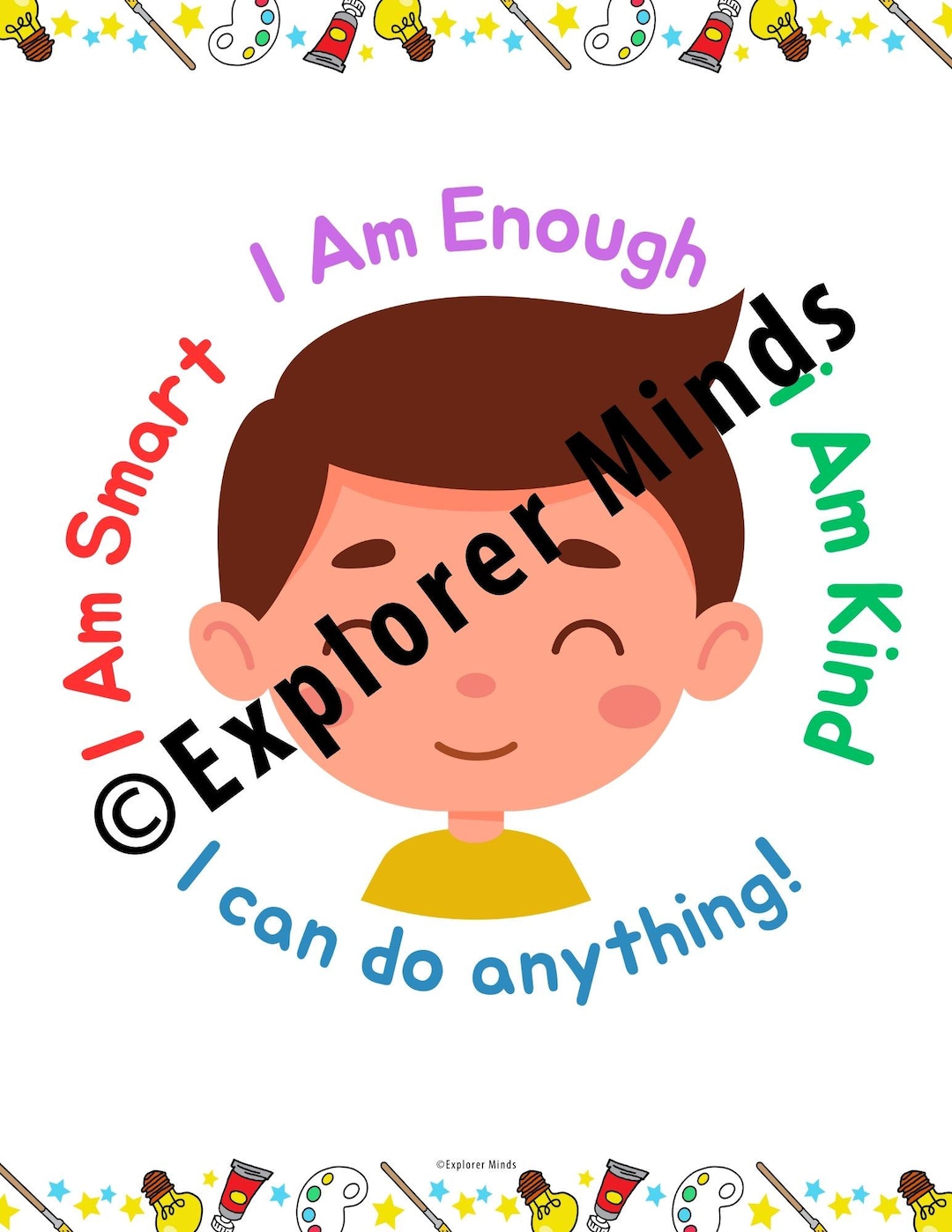 I Am Enough Poster for Kids, Self-confidence Wall Art, Positive ...