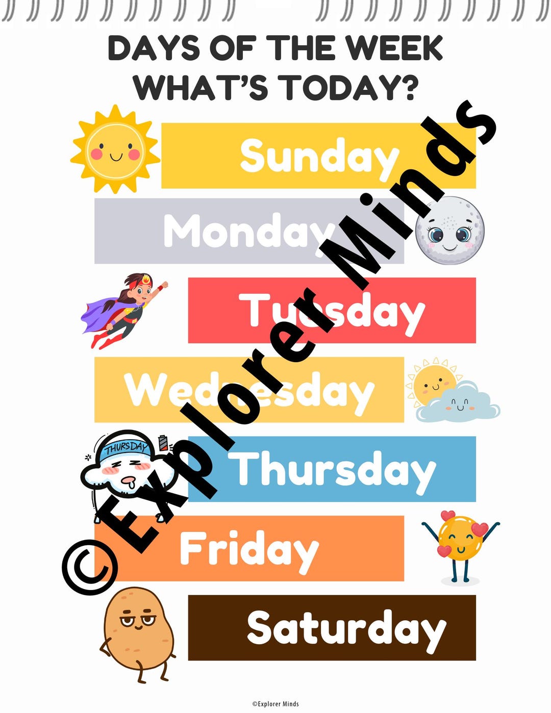 Days of the Week Poster, Educational Wall Art, Kids Learning Decor ...
