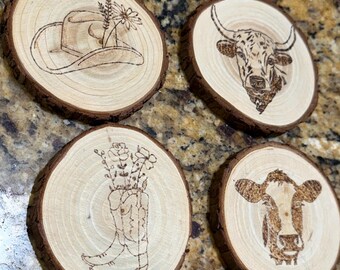 Handmade Pollinator Wood Burned Coaster Set - Etsy