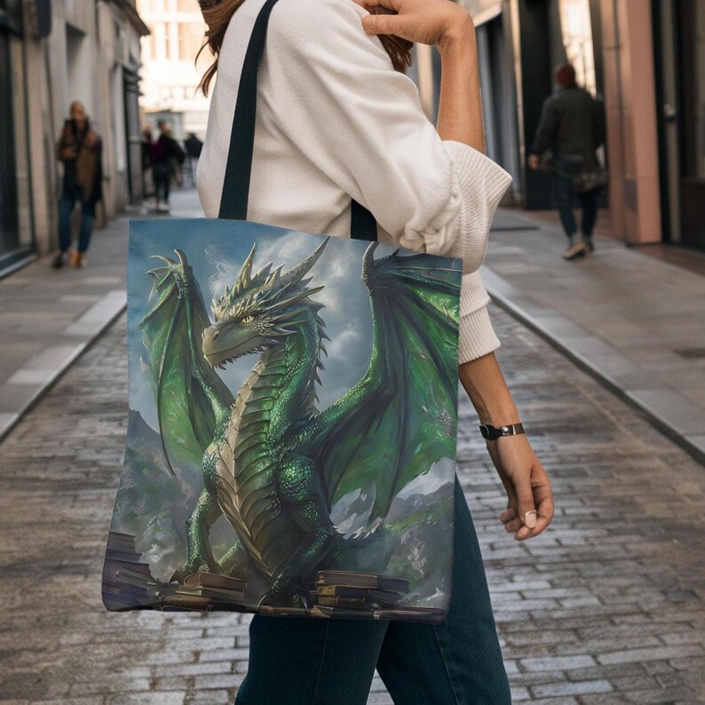 Fantasy Book Dragon Tote Bag - Dragon and Reading Lover's Accessory - Etsy