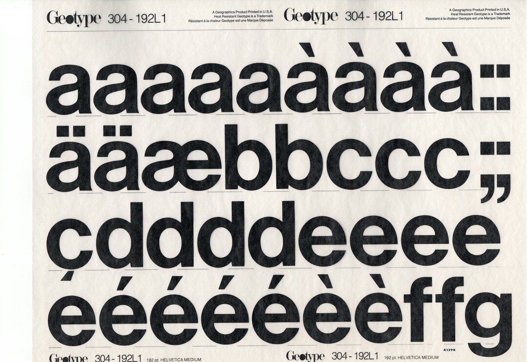 Vintage Geotype Rub-on Graphic Art Letters & Numbers Font - Helvetica ...