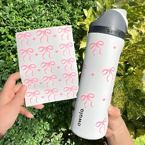 Ribbon Bottle Coquette Bow Heart Vinyl Decal Sticker Sheet for Stanley ...