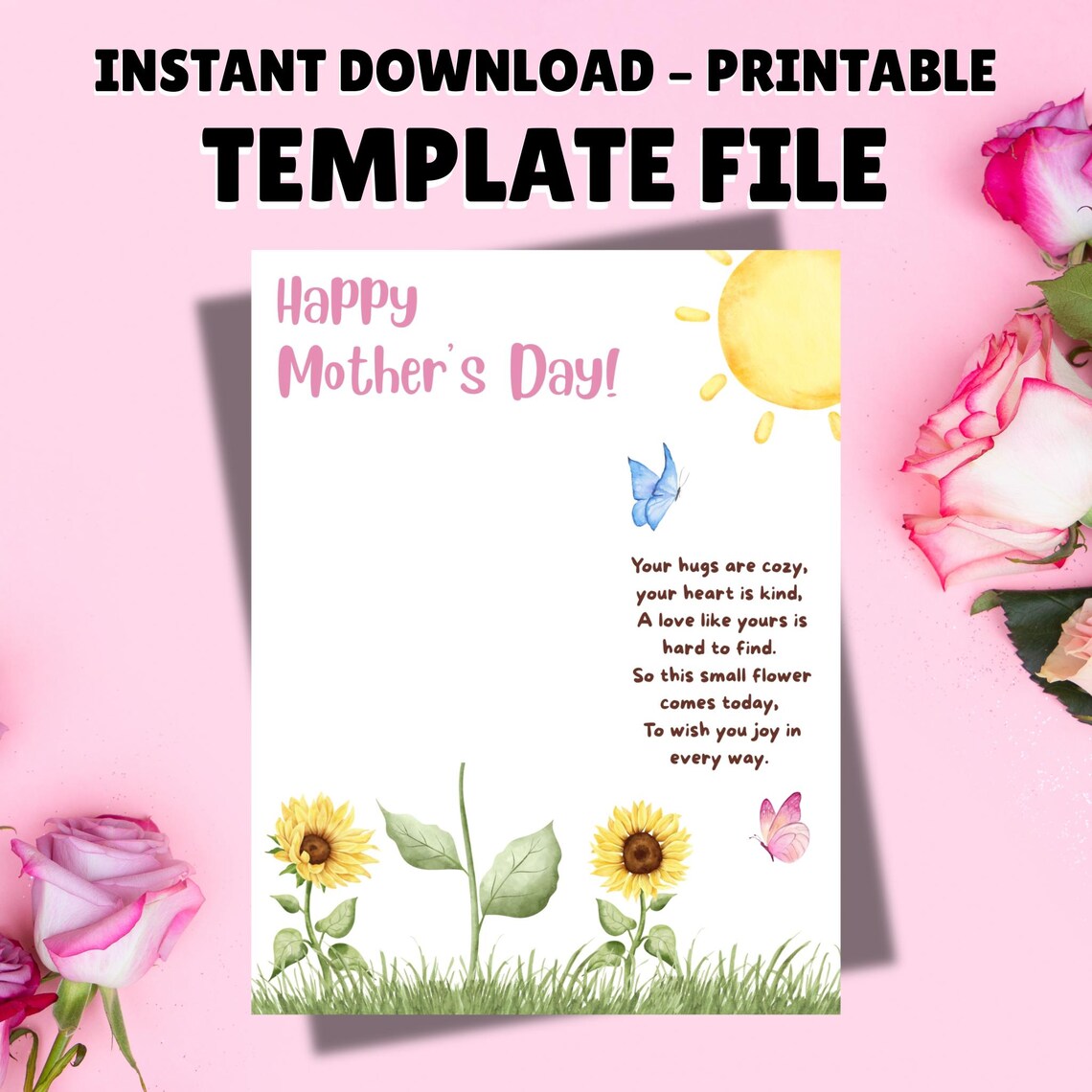 Mother’s Day Handprint Craft | Printable Poem & Sunflower Handprint ...