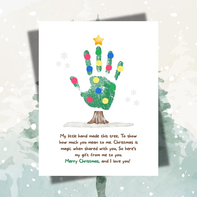 Christmas Tree Handprint Art, Printable | DIY Xmas Gift for Parents ...
