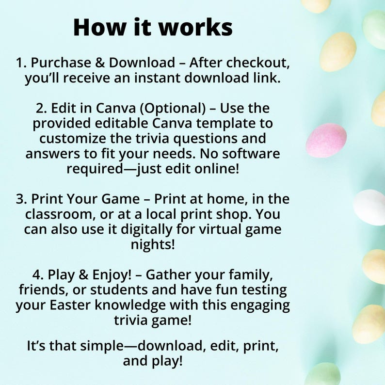 Easter Trivia Game for Kids – Editable Canva Template | Printable ...