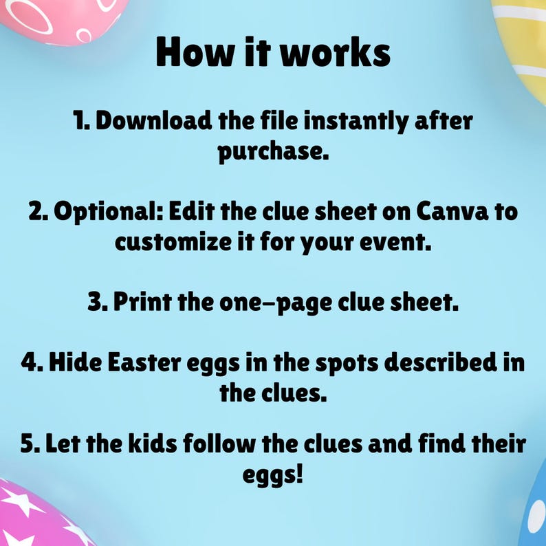 Easter Egg Hunt Clue Sheet: Printable Treasure Hunt Game (instant ...