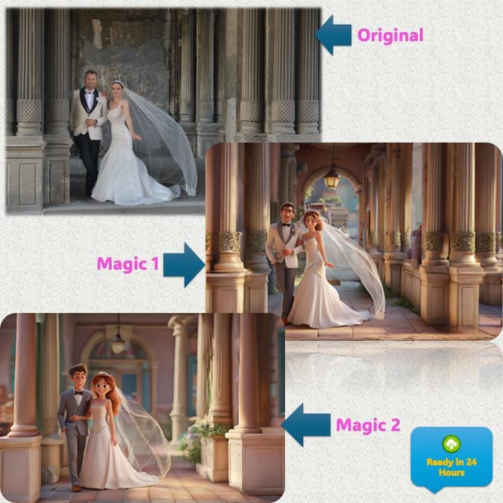 Custom Cartoon Portrait Pixar Style Illustration From Photo Family ...