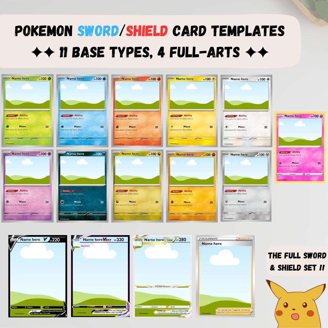 FULL Sword/shield Themed Set - 11 Base Types, 4 Full-arts | Custom ...