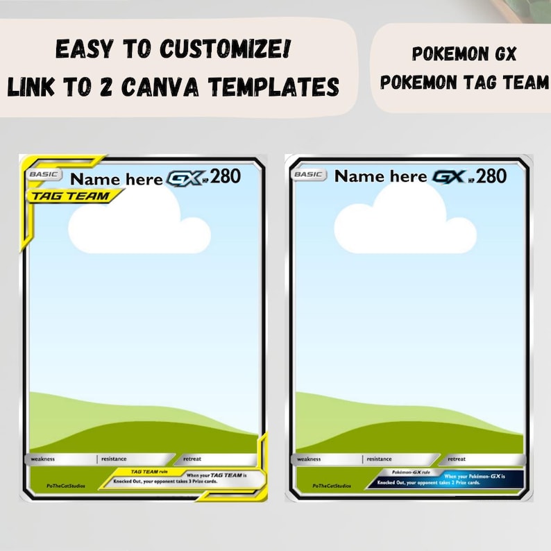 Sun/moon GX & TAGTEAM Custom Pokemon Card Templates | Easy to Use Full ...
