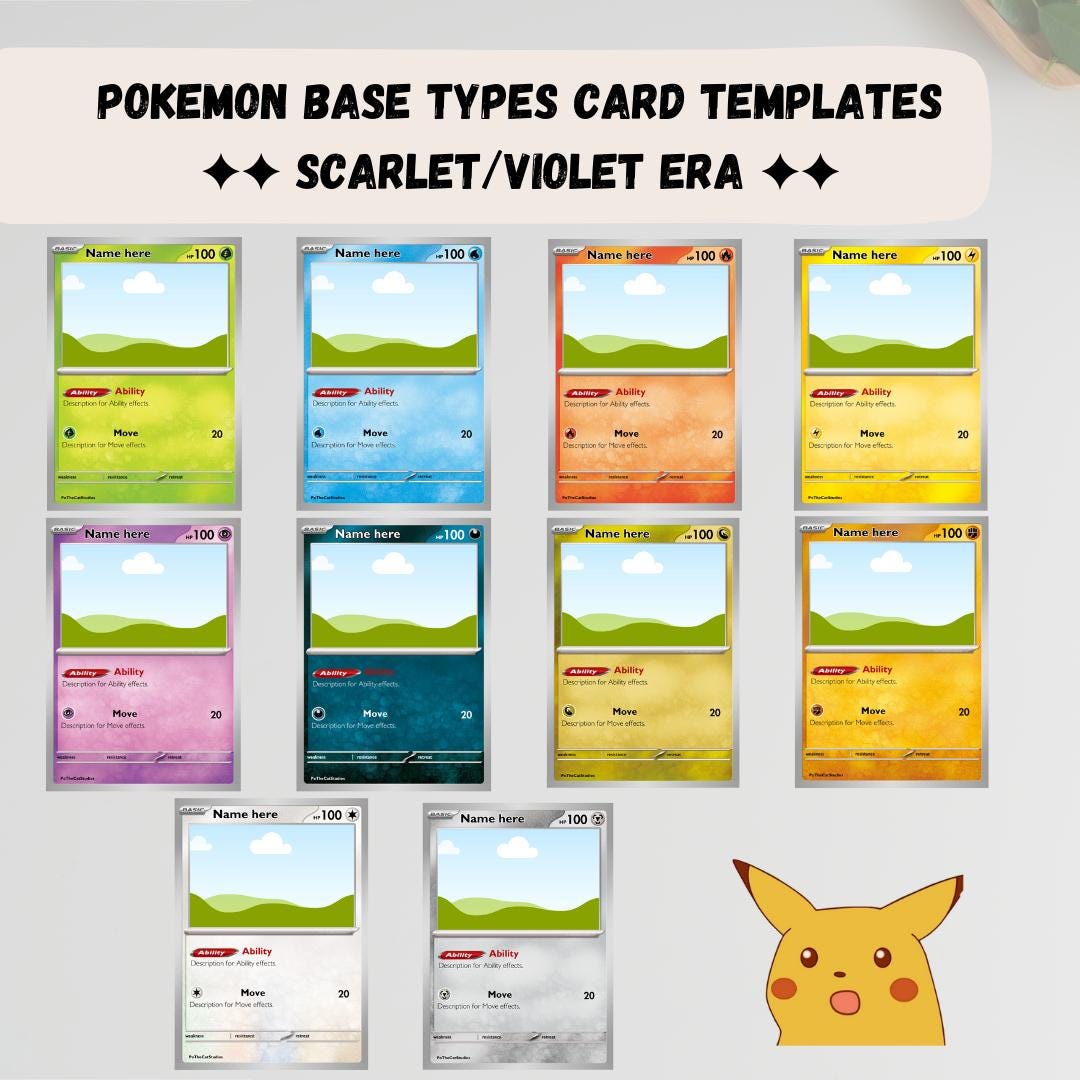 10 Scarlet/violet Base Types | Custom Pokemon Card Templates | Full-art ...