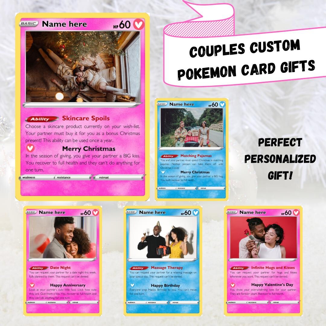 Couples Gift Custom Pokemon Card Templates Valentine's, Anniversary ...