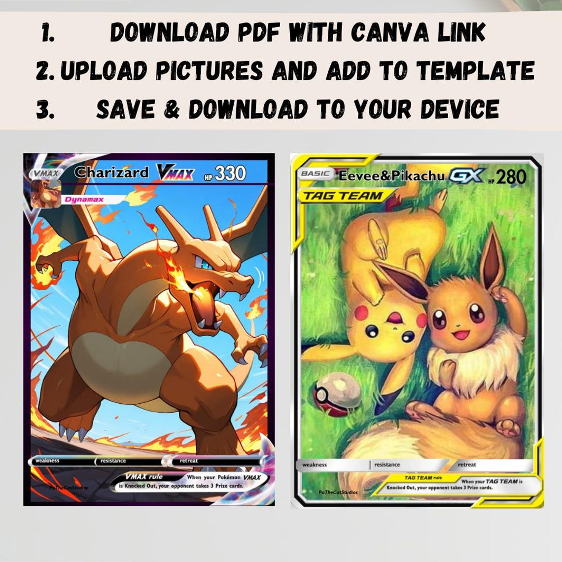 Custom Pokemon Card Templates Bundle | EX, Trainer, GX, Tag-team, V ...